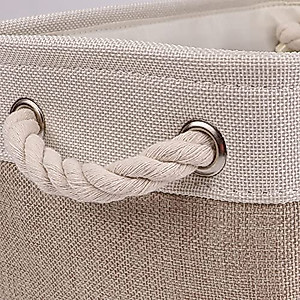 Bidtakay Small Baskets Fabric Storage [6 Pack] Beige Storage Bins 11.8 X 7.8 X 5 Inches Empty Gift Basket Decorative Storage Baskets for Shelves, Baby Clothes Storage, Bathroom(White&Beige)