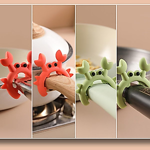 Crab Spoon Holder,Creative Crab Shaped Silicone Spatula Rack,Universal Crab Silicone Spatula Holder Anti-overflow Clip,Multifunctional Spatula Holder Anti Scalding Overflow Kitchen Gadgets (Red 4)