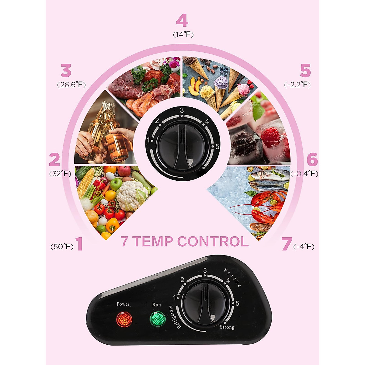 KRIB BLING 3.5 cu.ft Adjustable Thermostat Chest Freezer with Removable Storage Basket for House Kitchen Garage Basement Black