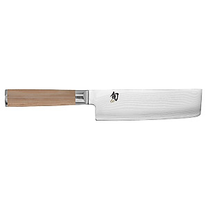 Shun Classic Blonde Nakiri Knife, 6.5 inch VG-MAX Stainless Steel Blade, Cutlery Handcrafted in Japan,Silver