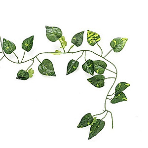 Repta Vines Flexible Bend Long Vines Artificial Fake Leaves Habitat Decor for Lizard Frogs Snakes and More Reptiles(Green Leaf)