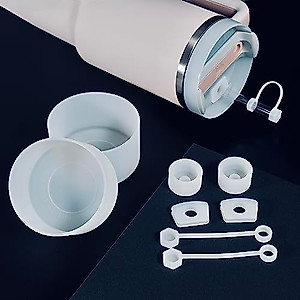 8Pcs Stanley Cup Accessories, Universal for Stanley Cup 1.0 and 2.0, Included 2 Square Stanley Spill Stoppers, 2 Stanley Straw Cover, 2 Round Stanley Leak Stopper, 2 Silicone Bottle Boot, Clear