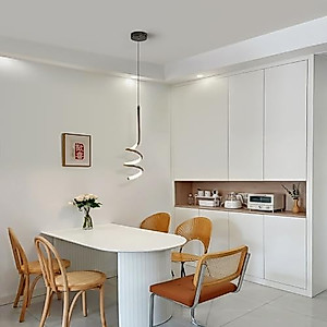 Jaycomey 2Pack Modern Spiral Led Pendant Light Fixture, 24W Cool White Warm Light Minimalist Integrated LED Hanging Lamp, Adjustable Island Light for Living Room Bedroom Bar Kitchen Sink, Black