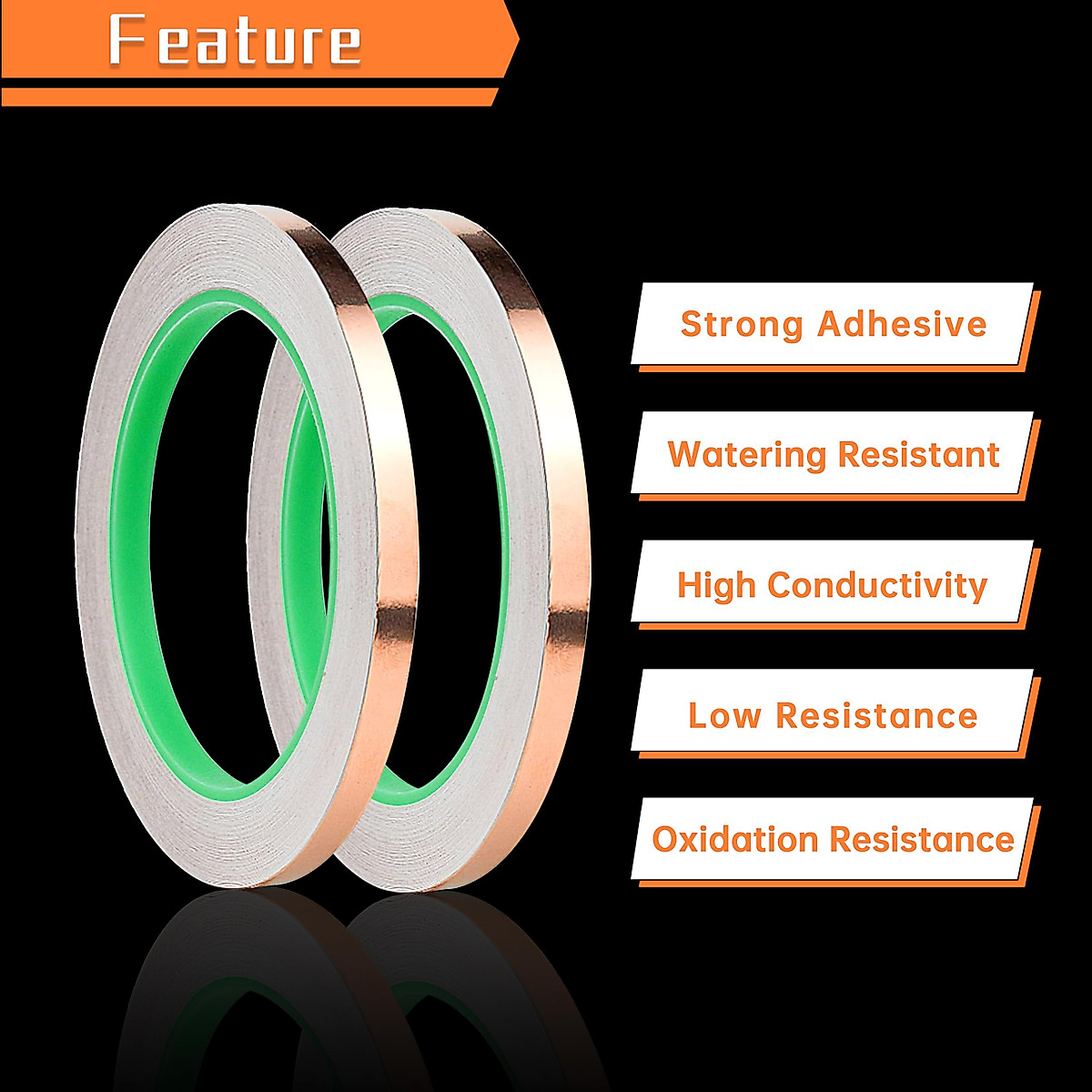 Double Sided Conductive Copper Foil Tape for Stained Glass Welding, Electrical Repairs 2Pcs (7/32 inch)