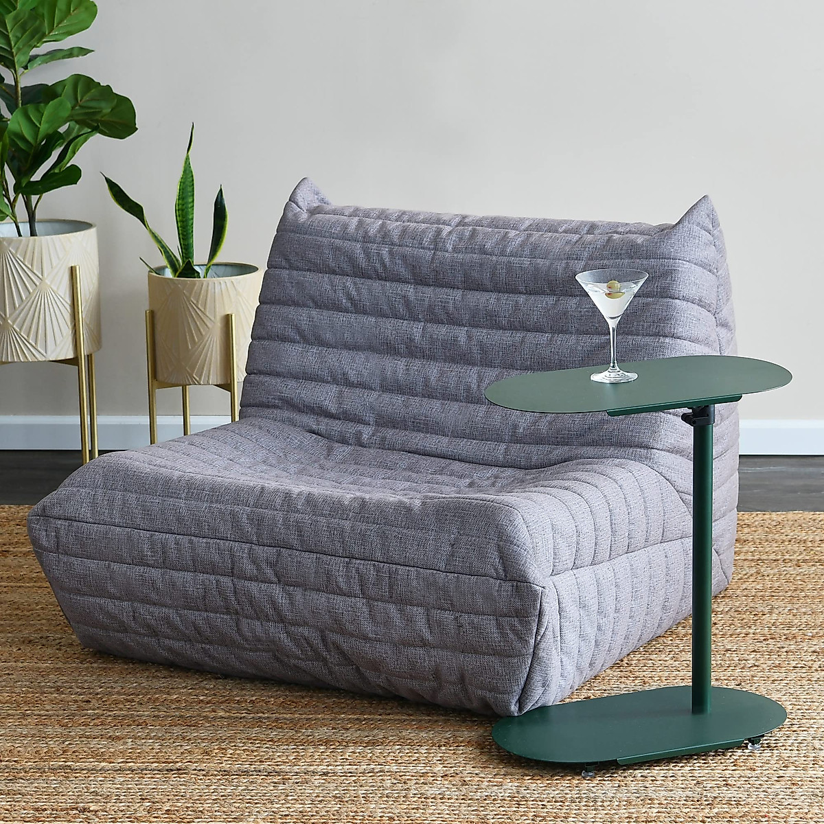 Main + Mesa Modern Adjustable C-Table, Dark Green