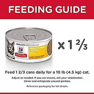 Hill's Science Diet Wet Cat Food, Adult, Urinary & Hairball Control, Savory Chicken Recipe, 5 oz. Cans, 24 Pack