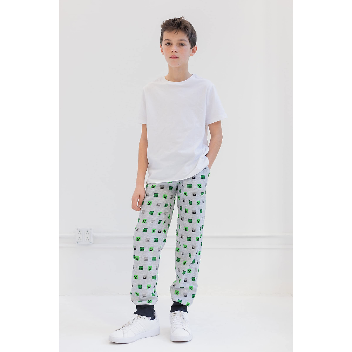 Minecraft Mobs Little Boys Fleece 2 Pack Jogger Pants Black/Green/Grey 5