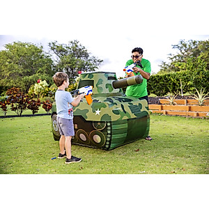 Dazmers Inflatable Army Tank - Inflatable Military Battle Tank for Party War for Kids, Birthday, Toy Parties, Laser Tag, Paintball, Gel Blaster Gun, Water and Airsoft