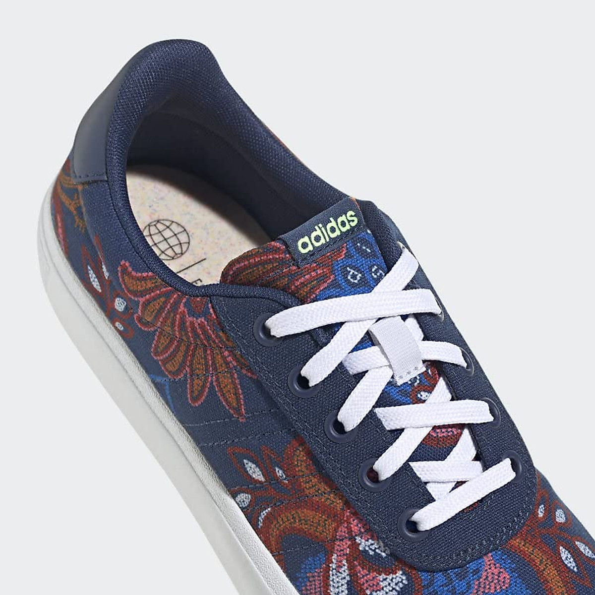 adidas Women's VULCRAID3R Skate Shoe, Mystery Blue/Hi-Res Yellow/FTWR White, 8.5