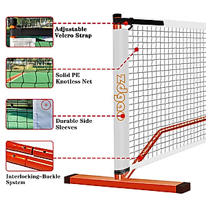 Zdgao Portable Pickleball Net Set with Paddles Set of 4, 22FT Official Size Pickleball Net, 4 Outdoor Pickleballs and Carry Bag, Weather Resistance Strong Steel Frame