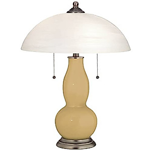 Color + Plus Empire Gold Gourd-Shaped Table Lamp with Alabaster Shade