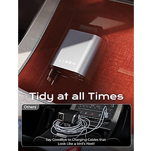 LISEN Retractable Car Charger [69W USB C Car Accessories Adapter ] for iPhone 16 USB C Charger Fast Charging, Travel Essentials Gifts for Women Men, Road Trip Essentials for iPhone 16e 16 15 14 13 12