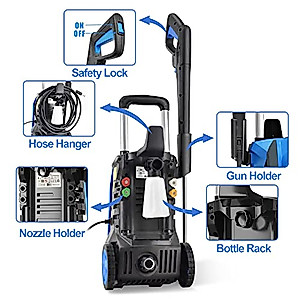 Electric Power Washers - 3500 PSI + 2.6 GPM High Pressure Washer Electric Powered Washers with Adjustable Spray Nozzle Foam Cannon and Hose Reel, IPX5 Car Water Power Washer for Home/Driveway/Patio