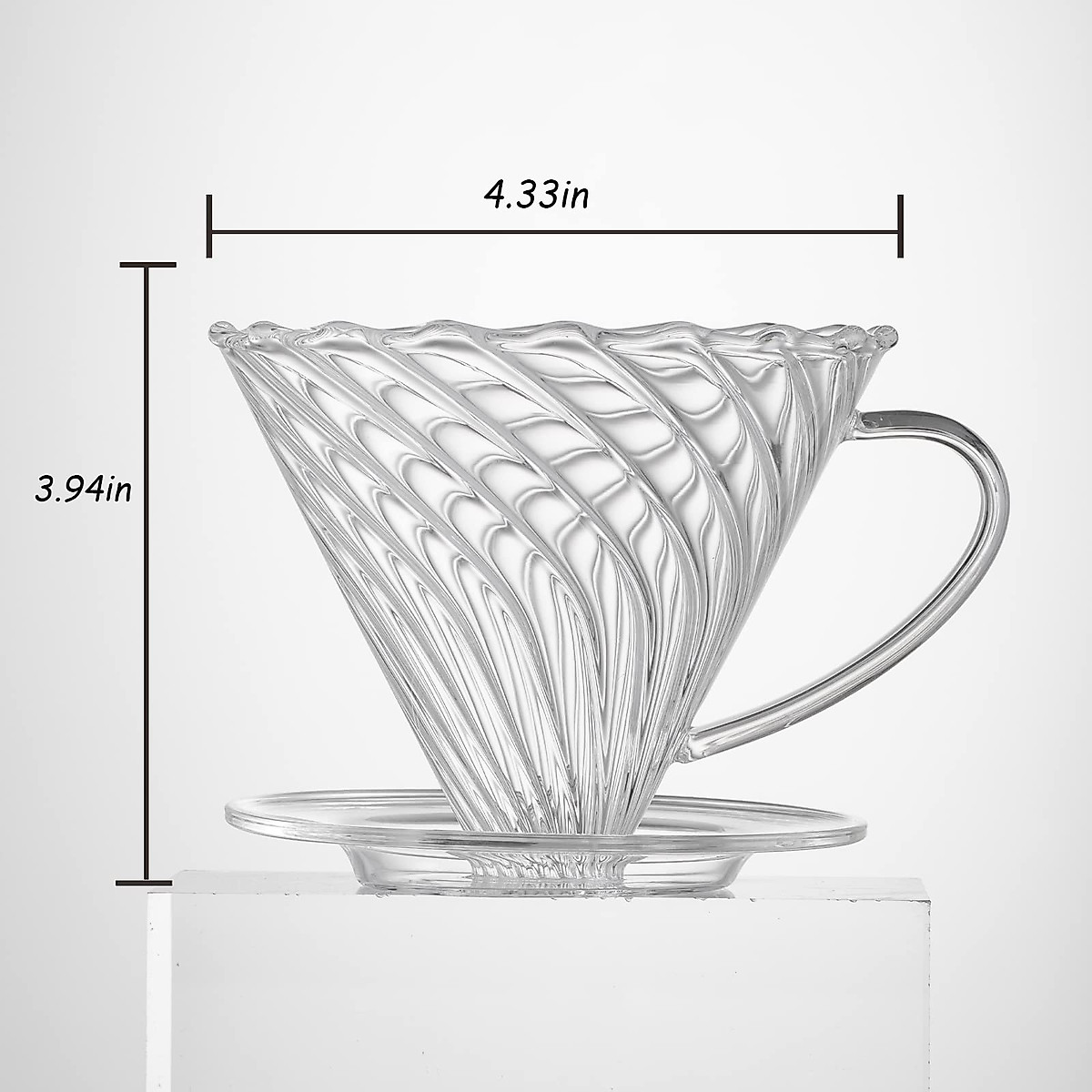 Vandroop Coffee Dripper, Resuable Pour Over Coffee Maker With Handle, Slow Brewing Coffee Pour Over for Cafe, Travel, Home&Offices, Single Cup Coffee Pour Over, 02 (Borosilicate Glass, 1-4 Cups)