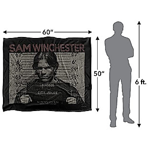 Supernatural Sam Mug Shot Officially Licensed Silky Touch Super Soft Throw Blanket 50" x 60"