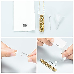 Imrsanl Cremation Jewelry Urn Necklace for Ashes Pendant with Hollow Glass Vial Cylinder Cremation Keepsake Memorial Lockets Ashes Holder for Women Men Pet (Gold)