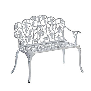 Plow & Hearth Weatherproof Grapevine Outdoor Bench | Holds Up to 300 lbs | Garden Patio Porch Park Deck | Metal | White