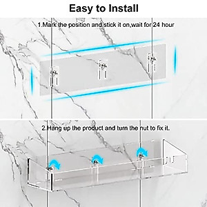 BSSOYAMM Acrylic Shower Caddy Shelves With Soap Dish, 3 Pack Self Adhesive Clear Shower Floating Shelf, Bathroom Storage Organizer Wall Mounted for Home.