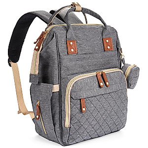 KLEINER Diaper Bag Backpack, Diaper bag, Baby diaper bag, Baby Diaper Backpack, Backpack Diaper tote with pacifier compartment and USB charging cord (Gray)