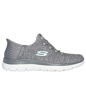 Skechers Women's Hands Free Slip Ins Summits Dazzling Haze Sneaker, Grey Mint, 8