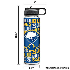 Rico Industries NHL Hockey Buffalo Sabres 22oz Stainless Steel Tumbler with Lid - Great For Coffee, Tea, Water or Cocktails