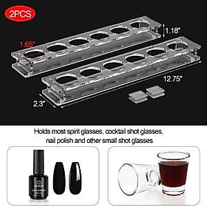 Beautyflier Pack of 2 Acrylic Shot Glass Holder, Shot Glass Serving Tray for Bar, Restaurant, Party, Family Gathering (Shot Glasses Not Included)