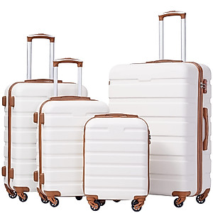 Coolife Luggage 4 Piece Set Suitcase Spinner Hardshell Lightweight TSA Lock