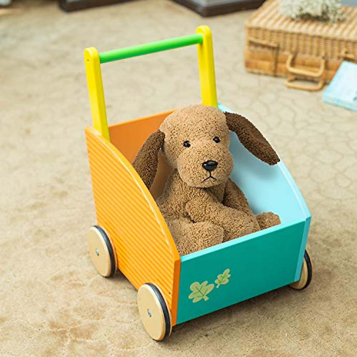 labebe - Baby Walker, Kid Shopping Cart Walker, Push Toy for 1-3 Years Old, Infant Wooden Walker, Sit to Stand Learning Walker, Toddler Outdoor Activity Walker, Children Walker Toy with Wheels-Owl