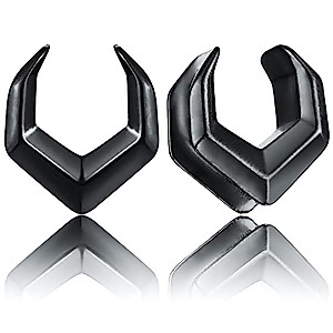 LADEMAYH 2Pcs 7/8 Gauges for Ears, Cool Hexagon Black 7/8 Plugs Ear Gauges for Women, 22mm Gauges for Ears, Surgical Steel Saddle Plugs Tunnels Gauge Earrings
