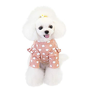 Dog Sweatshirt Set Pet Clothes Autumn Winter Winter pet Clothes Love Bottoming Shirt Female Dog Sweater Medium (Large, Pink)