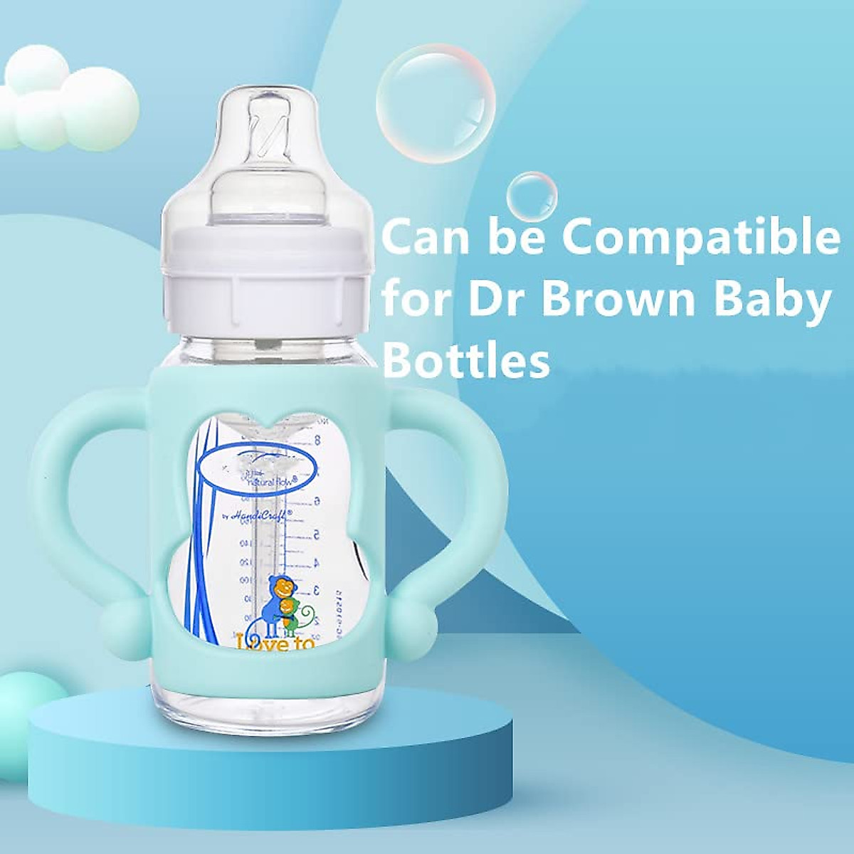 Smarbore Bottle Handles for Dr Brown Baby Bottles, 100% Silicone Baby Bottle Holder for Easy Grip, Sippy Cup Handle for Dr Brown Narrow Sippy Bottle, Teach Babies to Drink Independently, 2 Pack