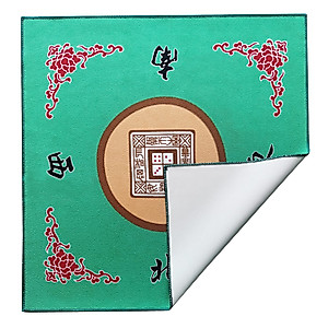 SEETOOOGAMES 31.5 inches Green Mahjong Table Cover, Non-Slip Mat,for Poker, Cards, Mahjong, Paigow, and Tile Games (Green)