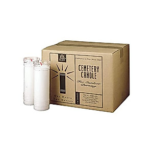 Root Candles Cemetery Prayer Candles for Outdoor Burning in Clear Flame Resistant Plastic Vessels, 12-Count, Memorial