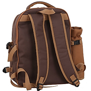 4 Person Blue Tartan Insulated Picnic Backpack Bag Set W/Cooler Section