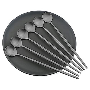 JANKNG 6-Pieces 7.87-inch Iced Tea Spoons With Long Handles, 18/0 Stainless Steel Ice Cream Coffee Dessert Spoon or Stirring Spoon Multipurpose Tea Spoon Set For Sundae, Cocktails