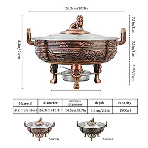 CSUNNY Hot Pot and Food Tomatoes Round Scarab Catering Buffet Server Set Catering Scarab Buffet Warmer for Kitchen Party Buffets,Bronze,Two