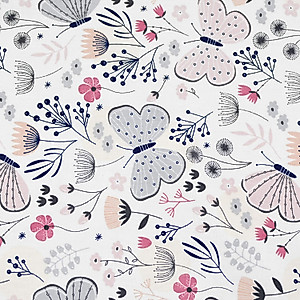 Brandream Butterfly Crib Sheets for Girls Pink Floral Crib Fitted Sheet Farmhouse Boho Nursery Bedding Sheet for Baby/Toddler/Infant,100% Cotton