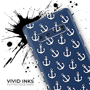 DesignSkinz Navy and White Micro Anchors Protective Vinyl Decal Wrap Skin Cover Compatible with The Samsung Galaxy S20 (Screen Trim & Back Glass Skin)