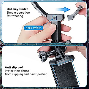 Jopwkuin Action Camera Neck Holder, ABS High Toughness Neck Phone Stand 180° Bend for