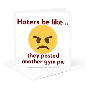 3dRose Greeting Card - Cute emoji Face with Funny Text about gym Mary Aikeen- Gym Quotes