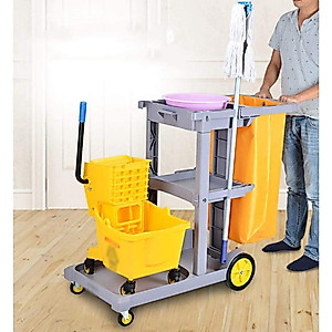 generic Serving Trolley Storage Trolley for Hotel Cleaning Tool Car Hospital Service Cart Linen Truck (Grey)