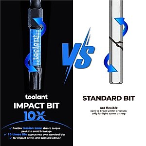 toolant 6" Impact Long Torx Bit Set 13pcs (TT7-TT40), 1/4 Hex-Shank S2 Steel Security Torx Bit Set, Tamper Proof Star Bit Set with CNC Machined Tips, Magnetic Impact Bit Holder and Storage Box