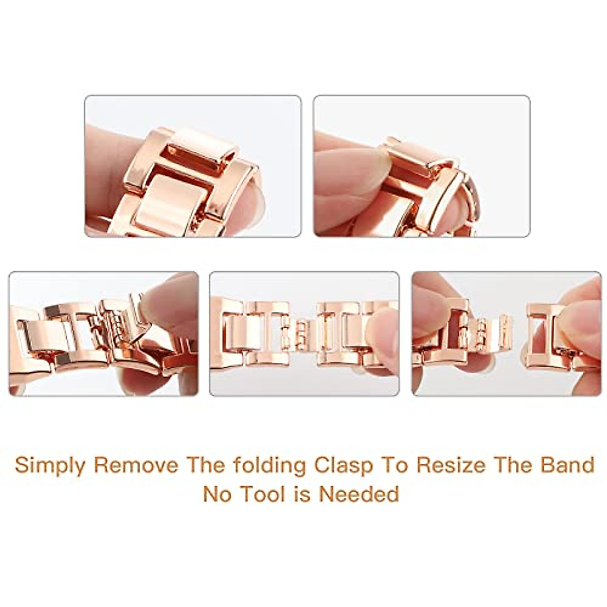 WONMILLE Extra 3 Extension 0.8'' Width Links for Smart Watch Band of Our Shop, Suitable for All Chains with a Width of 2cm (Rose Gold)