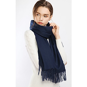 RIIQIICHY Scarfs for Women Fall Winter Navy Pashmina Shawls and Wraps for Evening Dresses Wedding Shawl Blanket Scarves