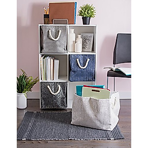 DII Woven Paper Storage Bin, Metallic Lurex, Gray, Medium Rectangle
