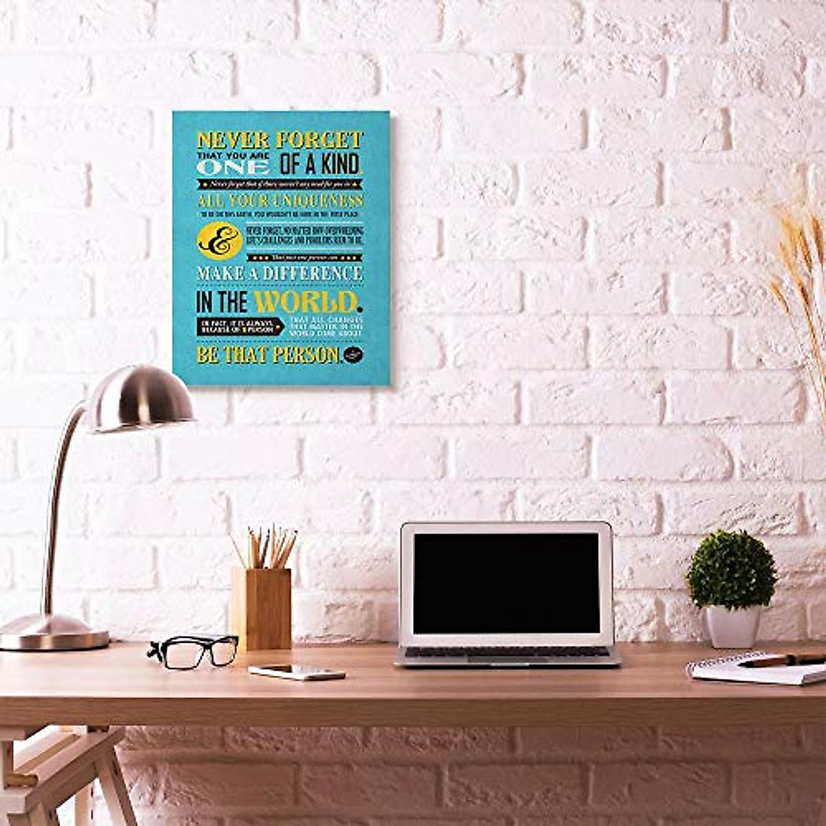 Stupell Industries One of A Kind Inspirational Yellow Blue, Design by Artist Ester Kay Wall Art, 24 x 1.5 x 30, Canvas