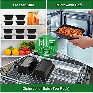 Dealusy 50 Pack (100-Piece) 24 oz Meal Prep Containers Reusable with Lids, Sturdy Leakproof & Food Safe, Microwave, Freezer, Dishwasher Safe Food Prep Containers, To Go Take Out Plastic Food Storage