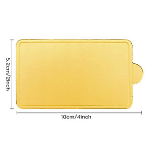 200 Pcs Mini Cake Boards, Golden Paper Mousse Cake Boards Mini Cake Bases Cupcake Dessert Displays Tray Cardboard Pastry Base - Grease Proof & Moisture Resistant (Rectangular Cake Board)