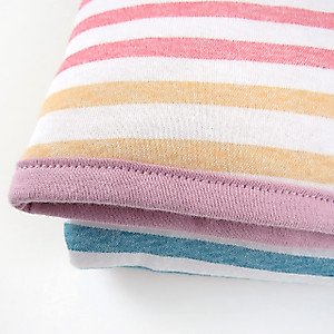 HonestBaby Clothing Infant Organic Cotton Reversible Baby Blanket, Rainbow Stripe, One Size
