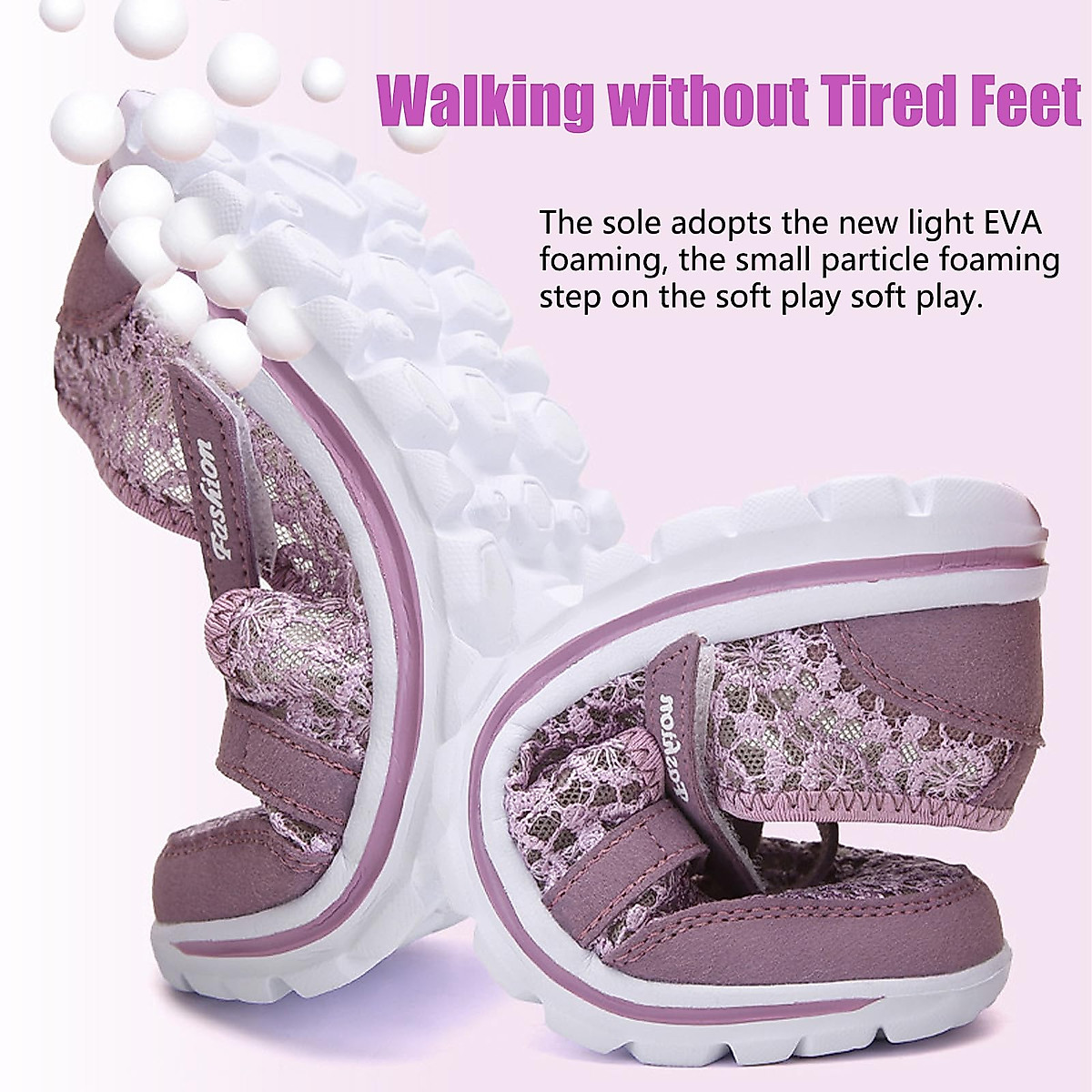 Women's Lace Mesh Adjustable Breathable Flat Walking Shoes Casual Non-slip Lightweight Sneakers Comfortable Slip-On Shallow Mouth Mom Shoes Nurse Working Shoes Mary Jane Shoes (Black,7.5,Female)